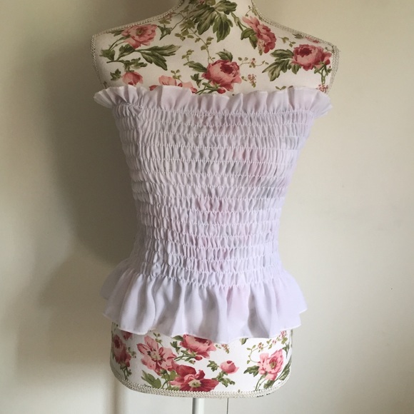 Boutique | Tops | Smocked Frilly Ruffle Tube Top Sleeveless Summer ...